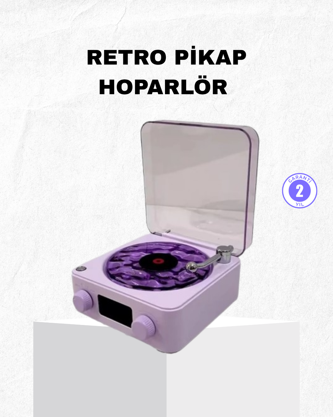 Retro Pikap Hoparlör Bluetooth AUX USB Type-C Projektörlü 360° Sesli Taşınabilir – Teknodayım